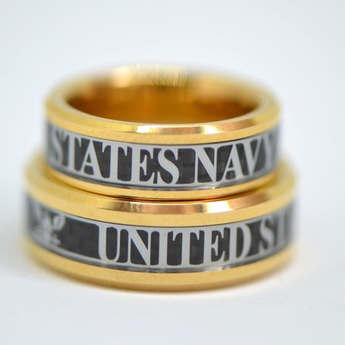 United States Navy Ring Gold Tungsten Band Sailor Veteran Retirement ...