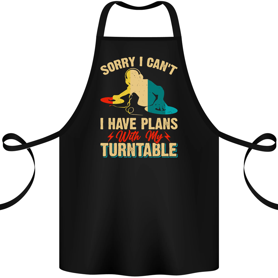 Plans Con Mi Plato Giratorio Dj Djing Algodón Delantal 100% Orgánico | eBay