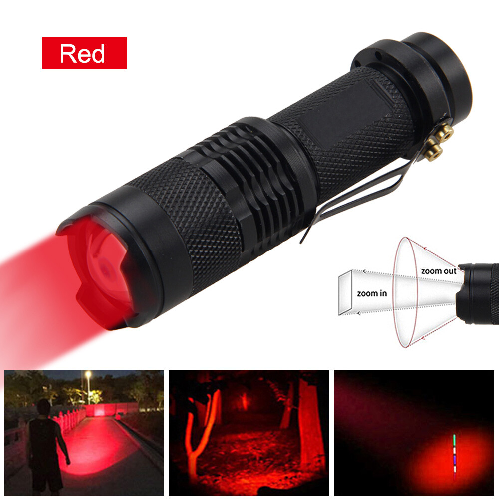 2PCS Red Light LED Flashlight Zoomable 3Modes Torch Astronomy Night ...