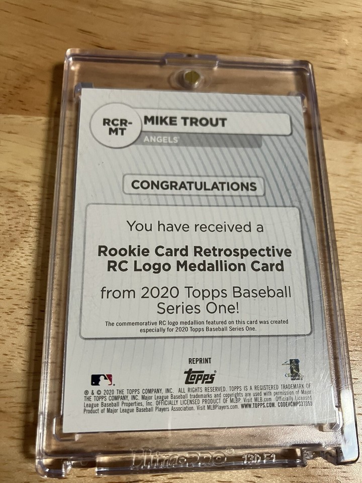 Mike Trout 2020 Topps - Rookie Card Retrospective Logo Medallions #RCR ...