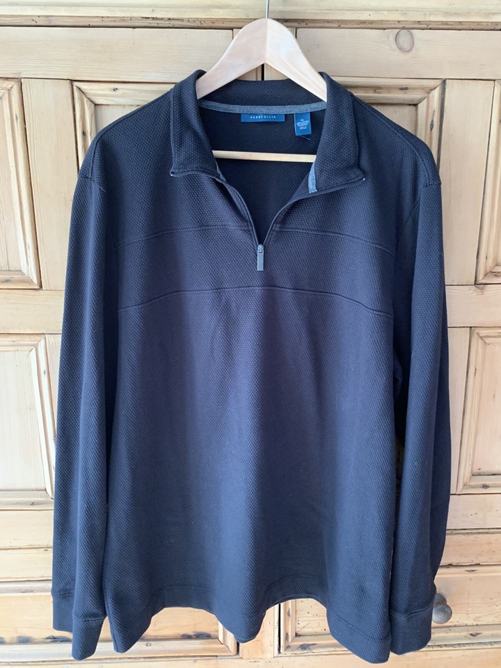 Perry Ellis Men's Pullover 1/4 Zip Sweater Size XL In Black | eBay