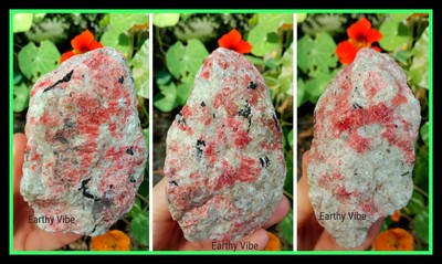Natural Red Rhodonite w Quartz And Tourmaline Gemstone Crystal Mineral ...