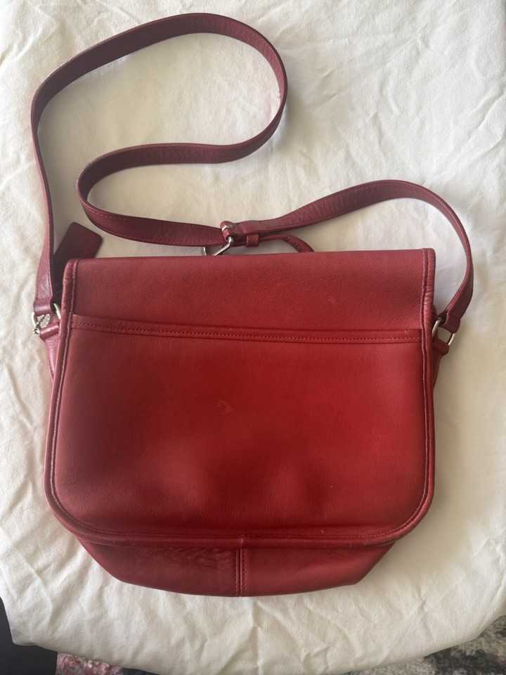 Red Coach Leather Shoulder Bag - Some Damage - Read Description | eBay