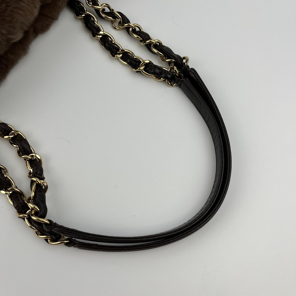 Chanel Coco Matelasse Chain Shoulder Bag Tote Brown Rabbit Fur No. 9 r0 ...