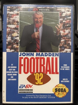 John Madden Football '92 (Sega Genesis, 1991) Video Game with Case and ...