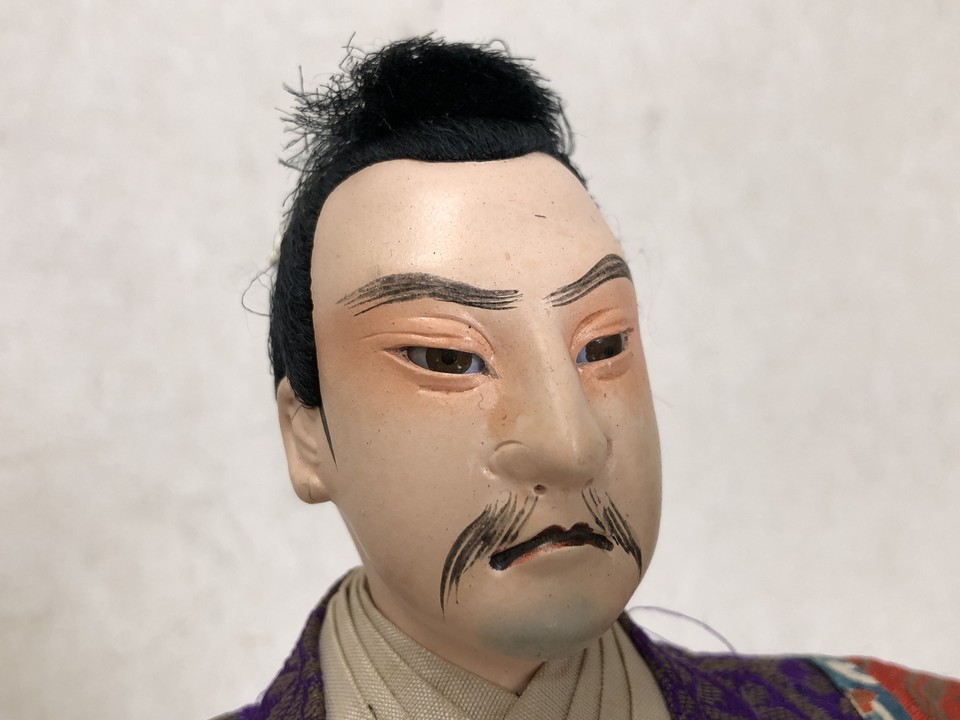 Y3419 STATUE Samurai doll box bushi figure figurine Japan antique ...