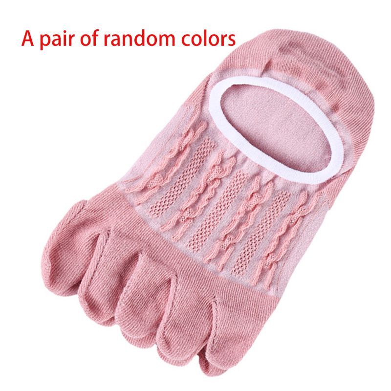 Women Summer Low Cut Five Fingers Toe Socks Jacquard Mesh Invisible ...