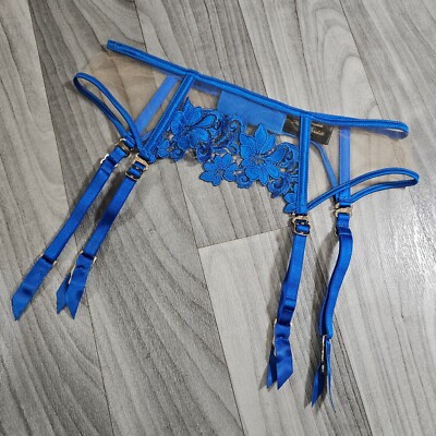 Honey Birdette Amelie Blue Floral Garter Belt Suspender Size XS | eBay