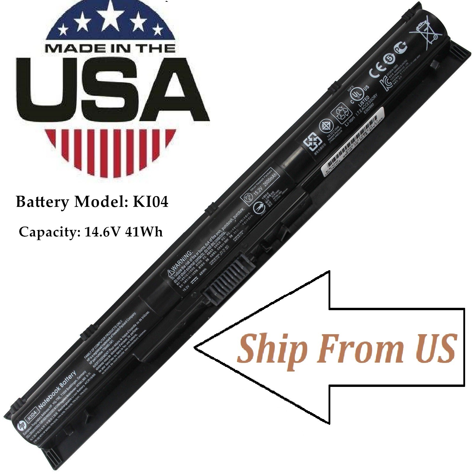 Genuine K104 KI04 Battery For HP Pavilion 14/15/17-AB000 HSTNN-LB6S ...