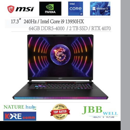 MSI Raider GE78HX, 17.3" 240Hz, Intel Core i9 13th, 64GB DDR5, 2TB SSD ...