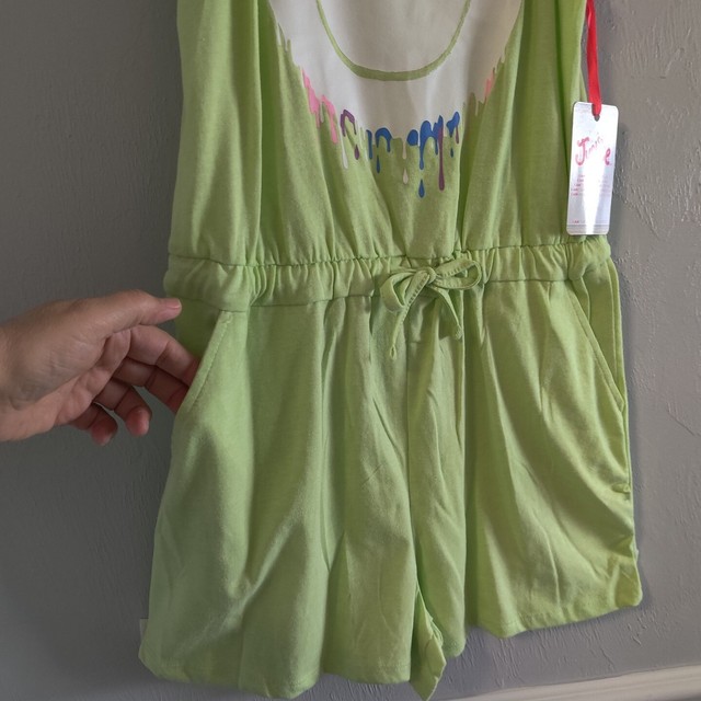 Girls Justice Neon Green Smiley Face Romper Jumper Jumpsuit XL (16/18 ...