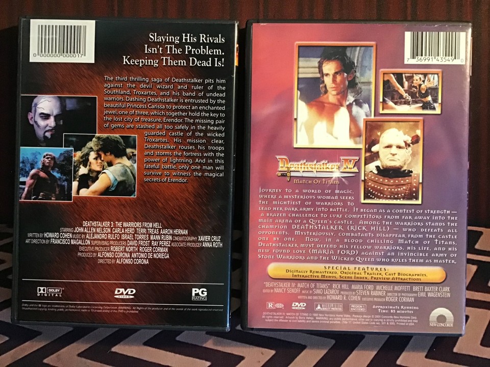 DEATHSTALKER 1-4 (DVD x4) 1980's Cult Sword & Sorcery 4-Film Bundle ...