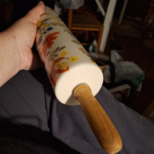 PIONEER WOMAN White “Timeless Floral” Autumn Ceramic Fall ROLLING PIN | eBay
