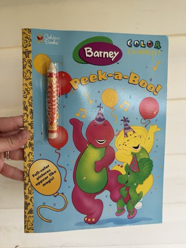 Vintage 1997 Barney Peek A Boo Coloring Book With Crayon New Color ...
