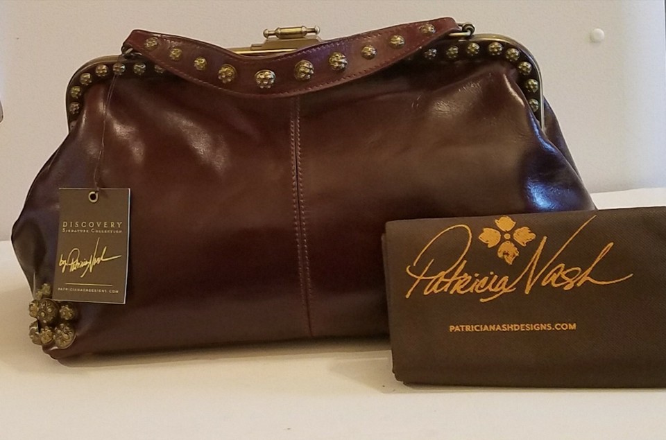 Patricia Nash Discovery Maura Leather Frame Satchel Dark tobacco Brown ...