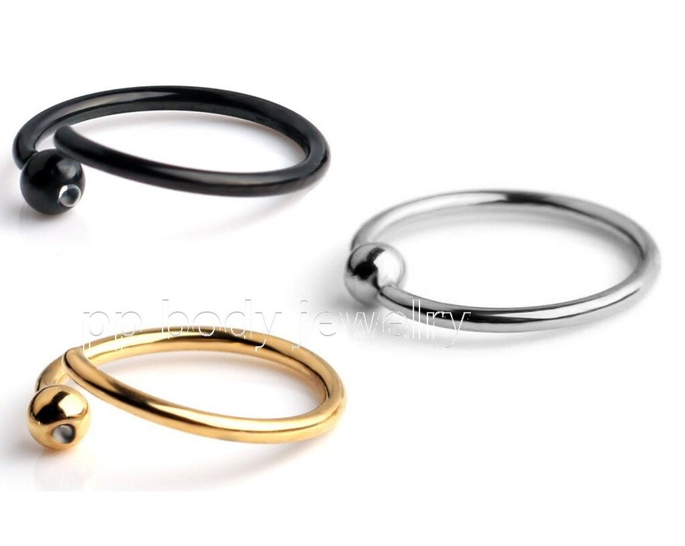 2pcs. Fixed Ball Captive Bead Ring IP Surgical Steel Nose Earring ...