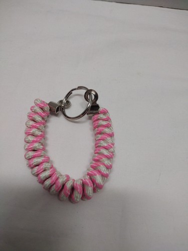 Spiral Paracord Wrist Keychain Pink/White PWS#1 | eBay