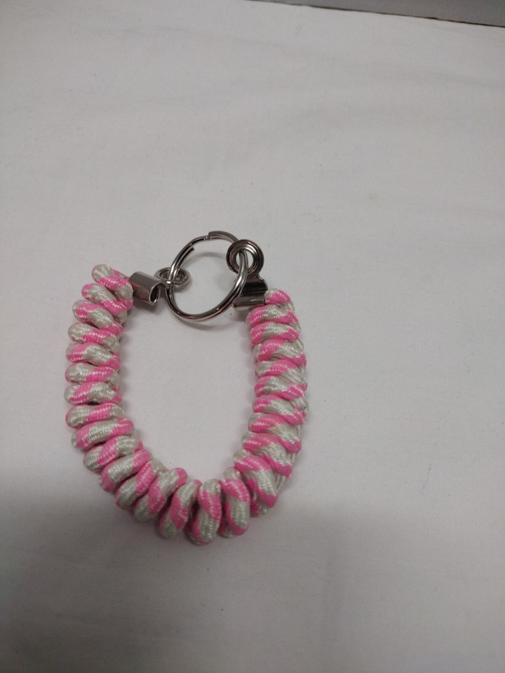 Spiral Paracord Wrist Keychain Pink/White PWS#1 | eBay