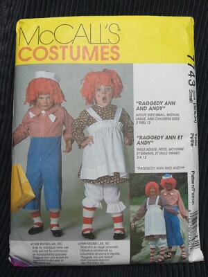 McCALL'S 7743 SEWING PATTERN ADULT SMALL RAGGEDY ANN & ANDY BUST SIZE ...
