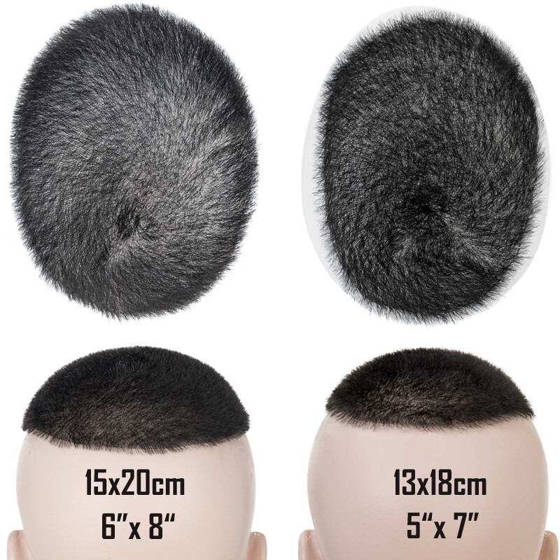 Mens Human Hair Thin Skin PU Toupee Hairpieces System Short Buzz Cut ...