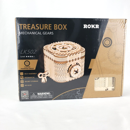 Robotime ROKR Treasure Box LK502 Mechanical Secret Locker 3D Wooden DIY ...