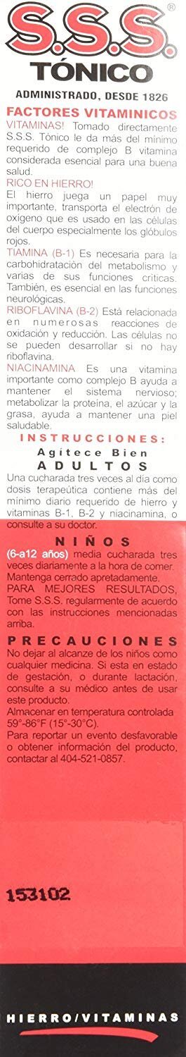 SSS Tonic High Potency Iron & B Vitamin Supplement Blood Support Liquid ...