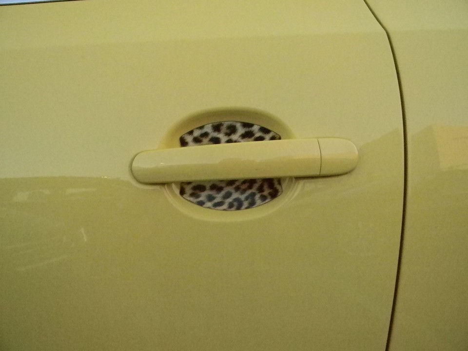 Leopard Skin Print Auto Accessory Door Handle Emblem Scratch Guards 4 ...