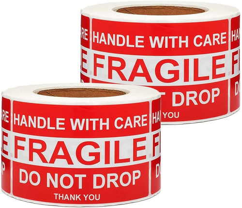 Large Fragile Stickers 4'' X 6'' Eye-Catching Fragile - Handle with ...