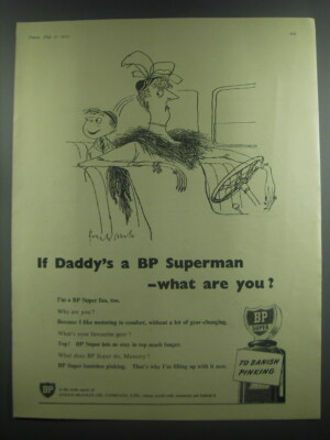 1953 BP Super Petrol Ad - If Daddy's a BP Superman - what are you? | eBay