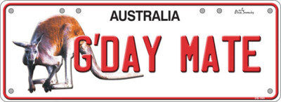 GDAY MATE AUSSIE Number Plates Tin Metal Vanity Sign Wall license plate ...