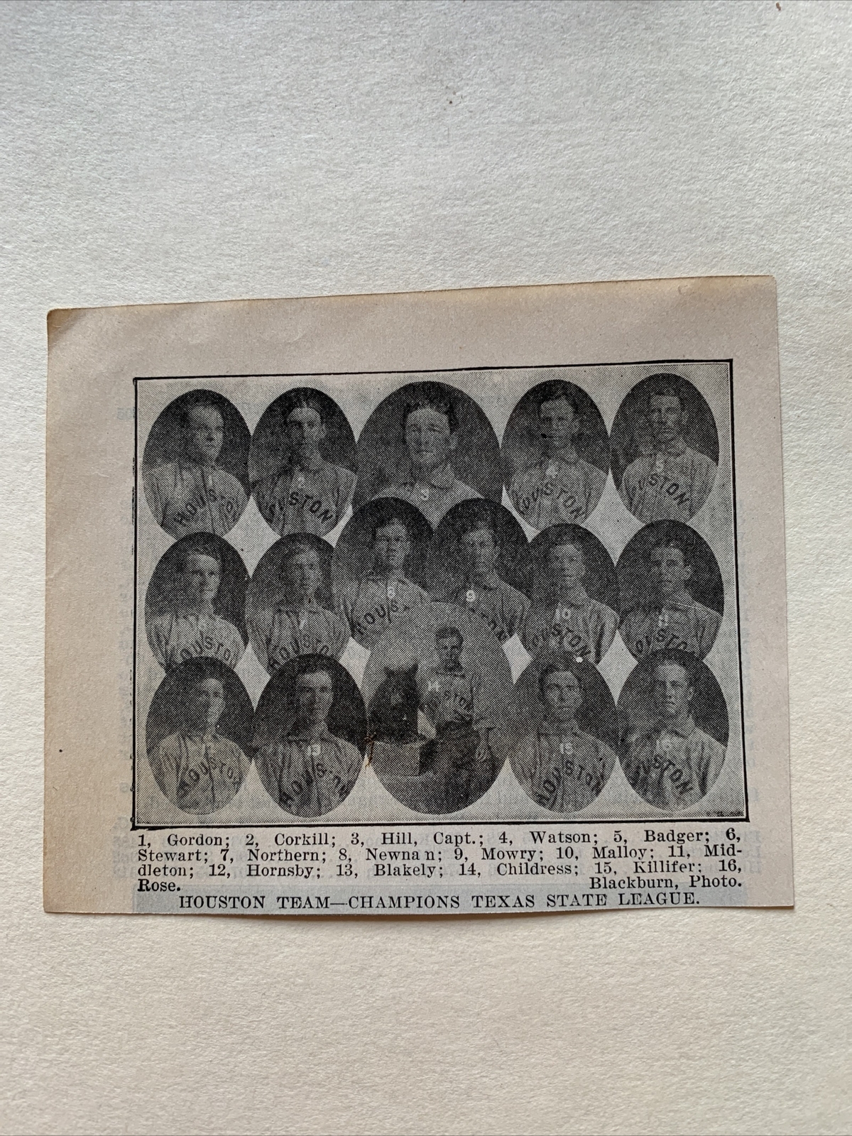 Houston Buffaloes Texas TX Hunter Hill Bill Killefer 1909 Baseball Team ...