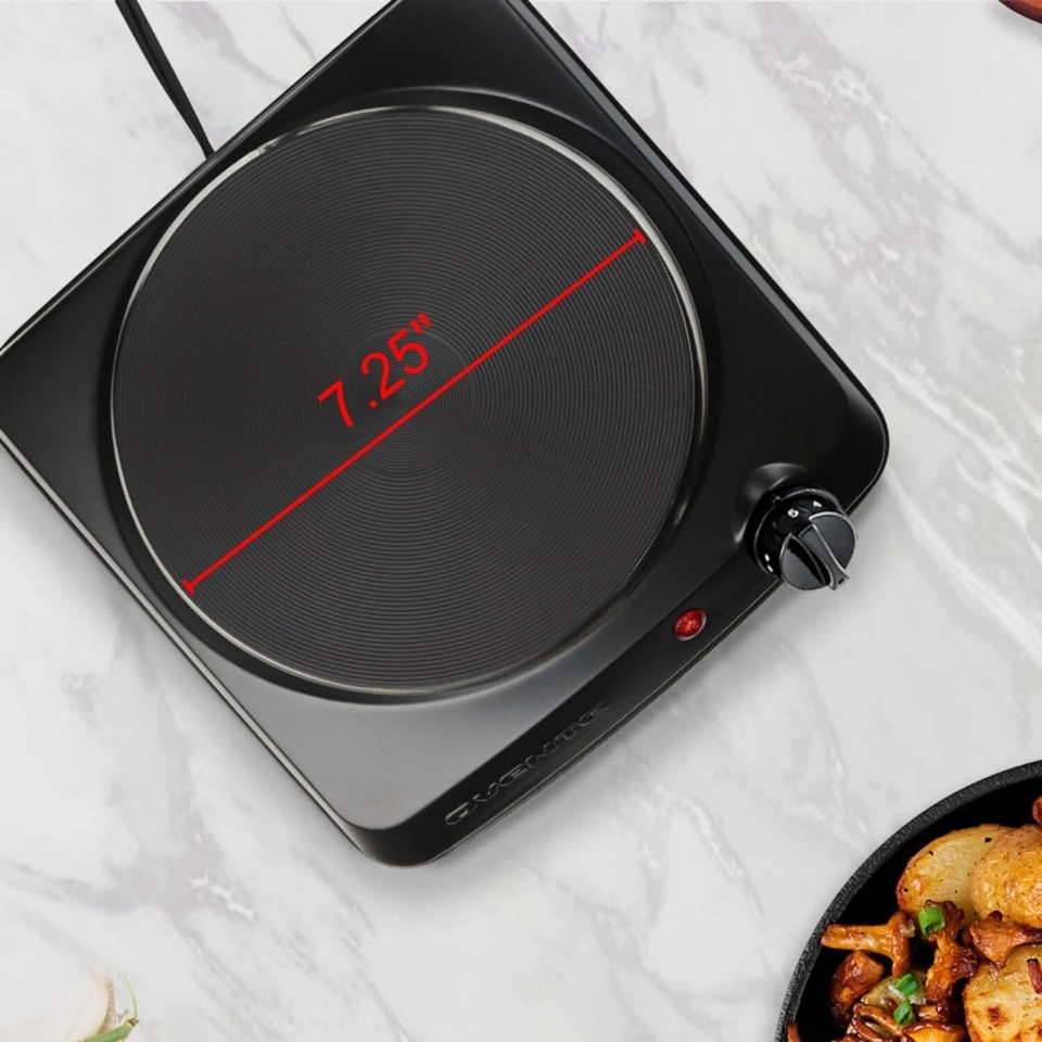 Portable Electric Single Burner Cooktop 1000W Black, Hot Plate ...