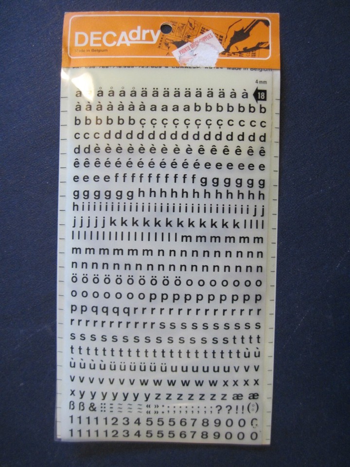DECAdry New Old Stock Dry Transfer black rub-on LETTERS (w/numbers ...
