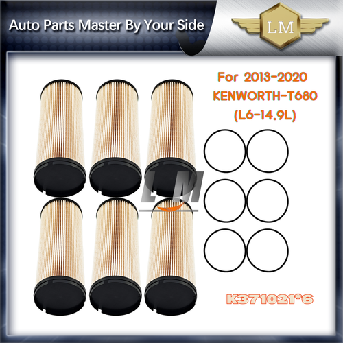 6pcs Fuel Filter Kit For K37-1021 / K371021 KENWORTH-T680 Peterbilt 579 ...
