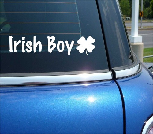 IRISH BOY DECAL STICKER IRELAND PRIDE FUNNY HERITAGE 4 LEAF CLOVER CAR ...