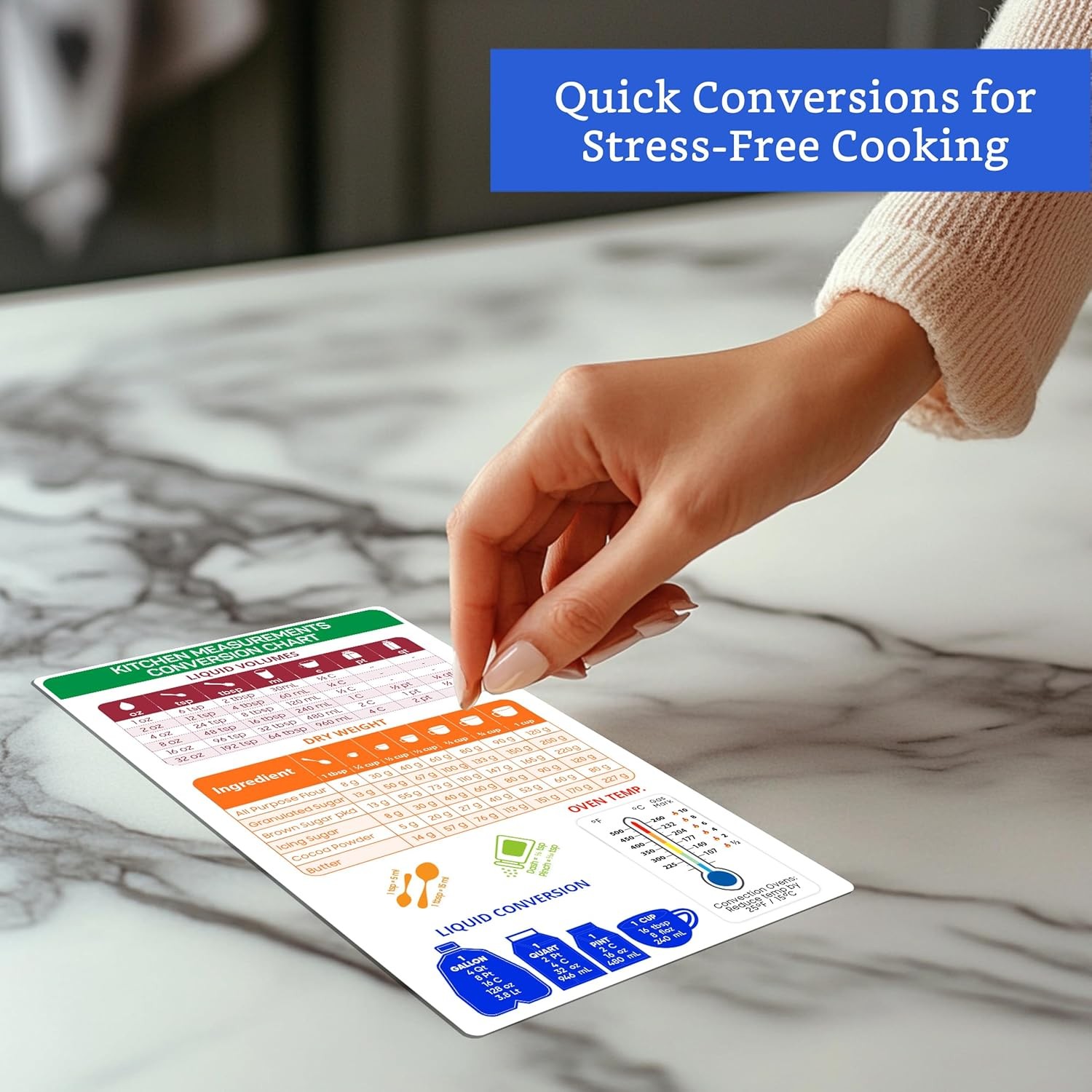Kitchen Conversion Chart Magnet (7.6 x 5 inches) 7.6 x 5 inches, Multi ...