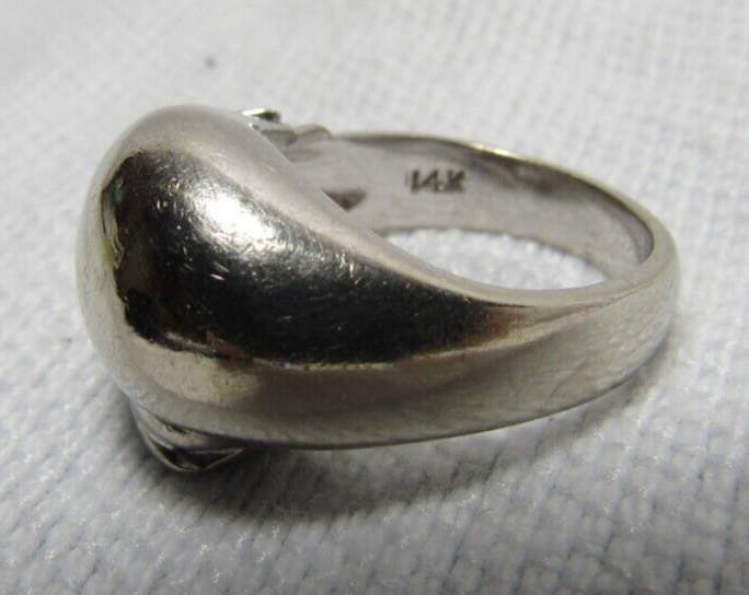 Vintage Kaco 14k White Gold Dome Ladie's Band Sz 6 Men's Pinky Ring 8 ...