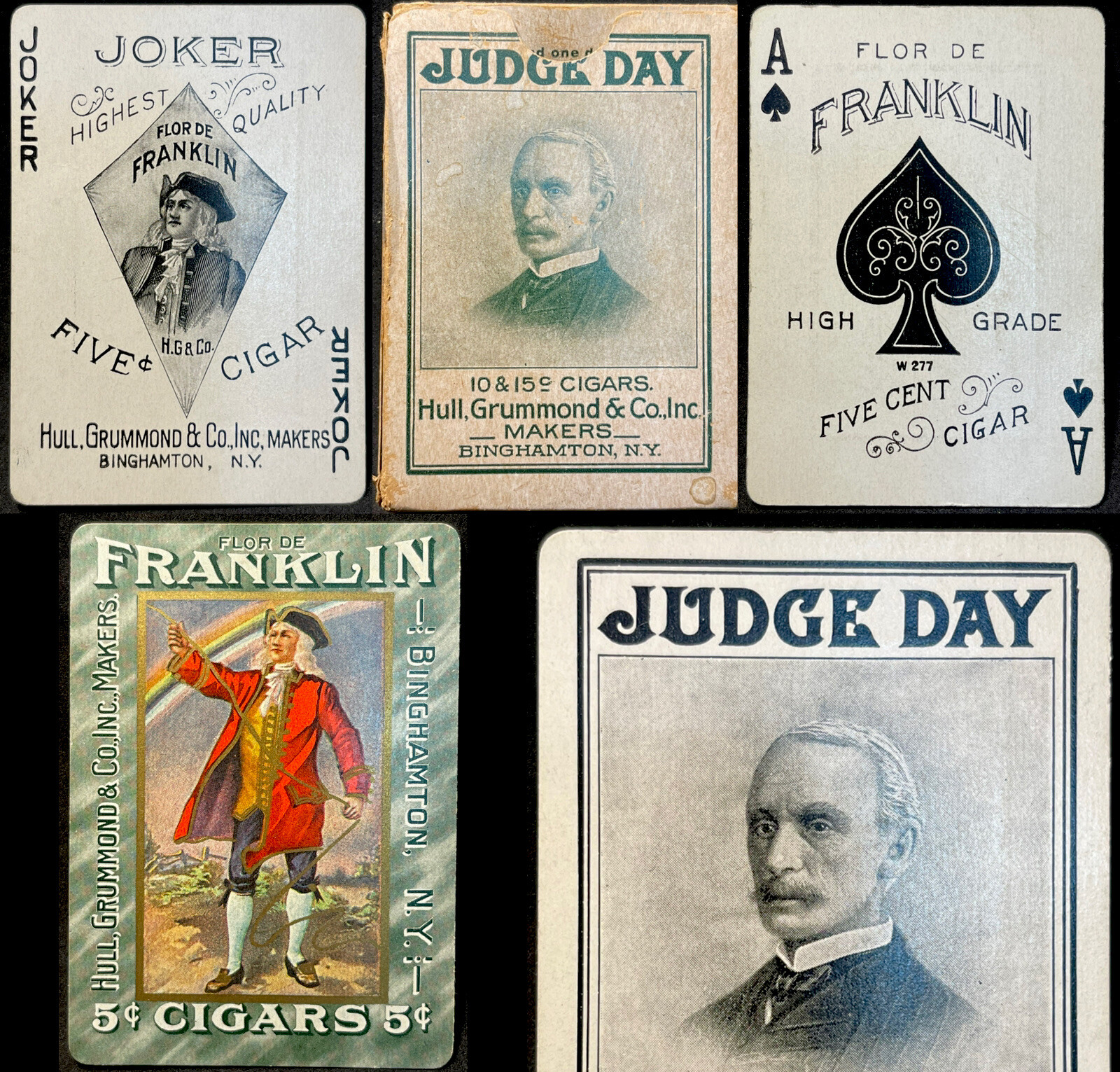 c1912 Colonial Ben Franklin Cigars Antique Playing Cards Poker 53 ...