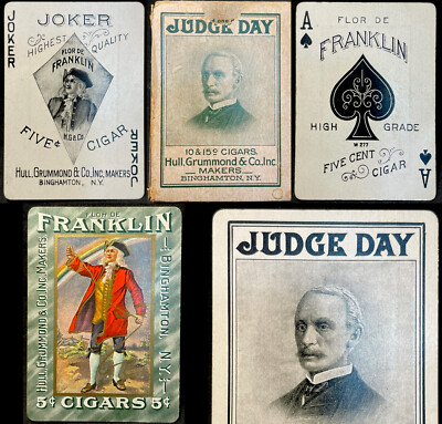 c1912 Colonial Ben Franklin Cigars Antique Playing Cards Poker 53 ...