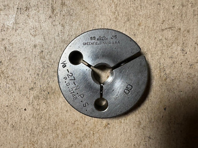 1/8 - 27 NPS GO PD .3748 Thread Ring Gage Inspection GTD Greenfield | eBay