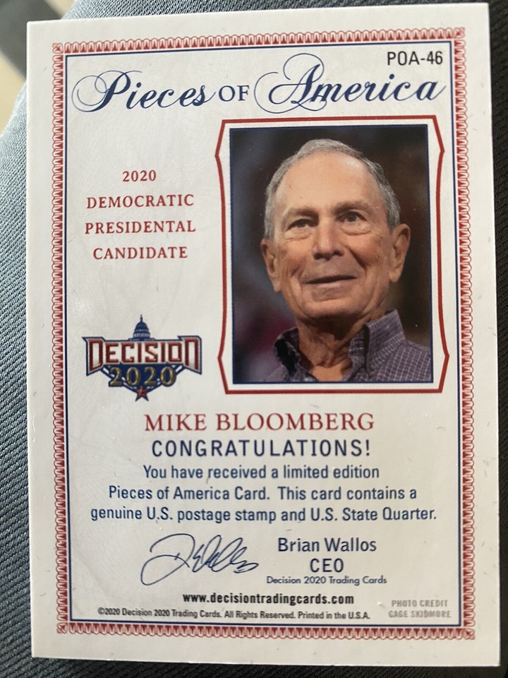 Mike Bloomberg POA-46 2020 Decision Pieces of America Stamp Quarter ...