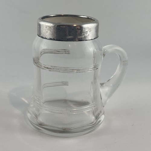 Antique Miniature Glass Sterling Silver Whisky Tot Tankard Jug Rare ...