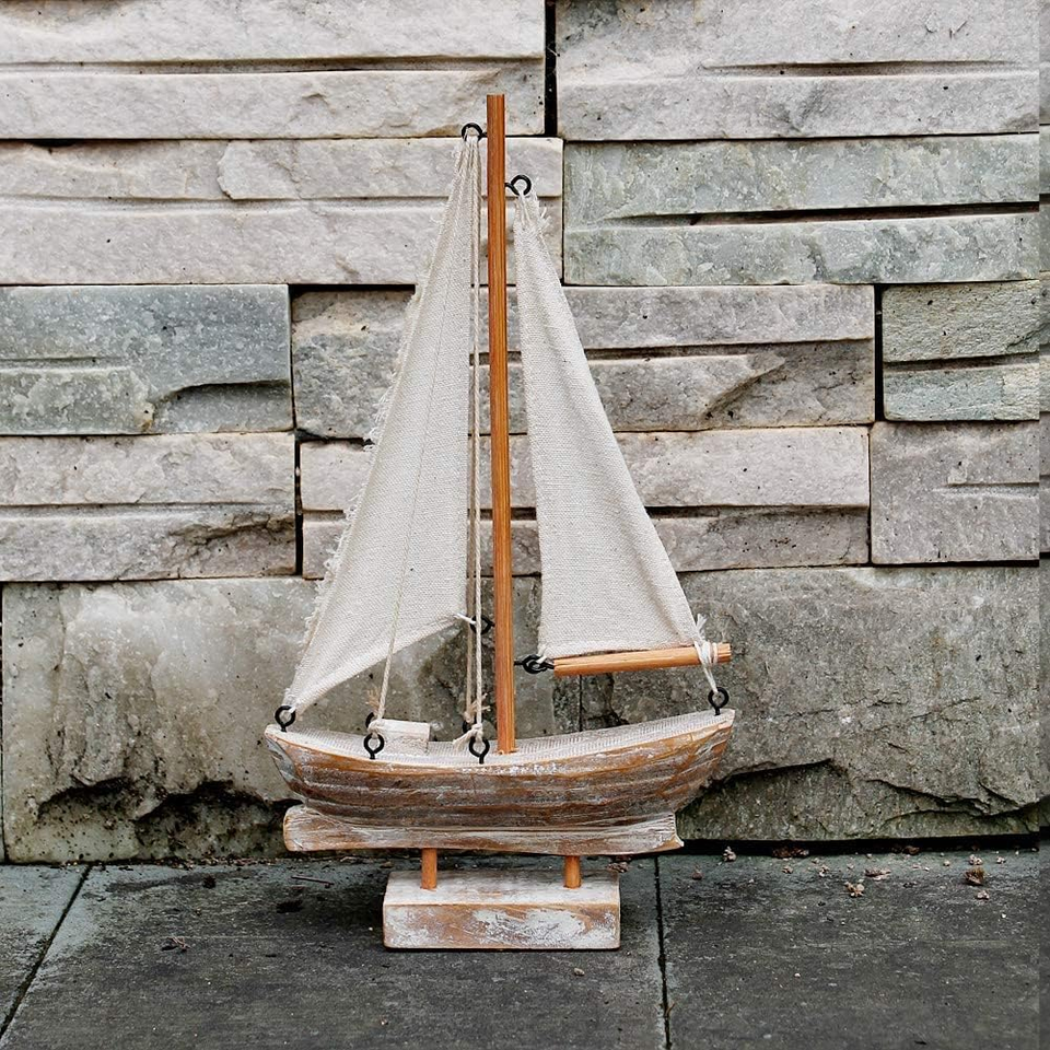 Wooden Sailboat Model Decoration, Mini Wood Sailing Boat Ship Model ...