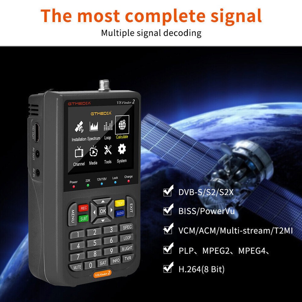 GTMedia V8 Satfinder DVB-S/S2 FTA Digital Satellite Finder 3.5''LCD ...
