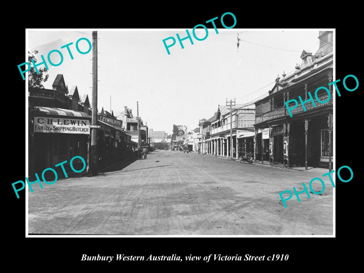 OLD LARGE HISTORIC PHOTO BUNBURY WESTERN AUSTRALIA VIEW OF VICTORIA ST ...