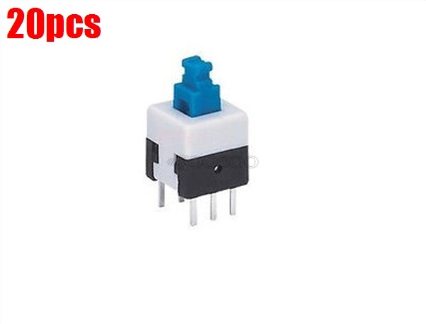 20Pcs Blue Cap Self-Locking Type Square Button Switch Control 8X8MM cf ...