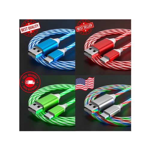 Glowing LED Type C USB Cable Flowing Visible Light Luminescent Charge ...