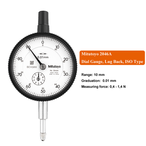 Mitutoyo 2046A Dial Gauge Dial Indicator Lug Back ISO Type 10mm 0.01mm ...