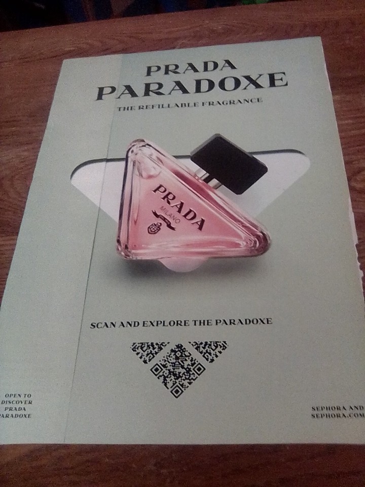 2023. 2 Page Prada Paradoxes Magazine Ad With A Free Sample Unused | eBay