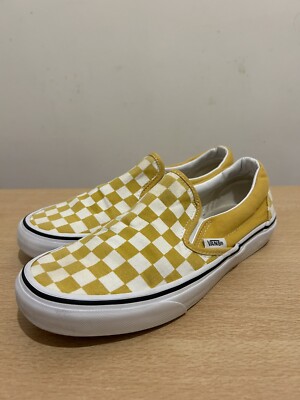 Vans off the wall checkerboard yellow & white pumps Trainers Size Uk 5 ...